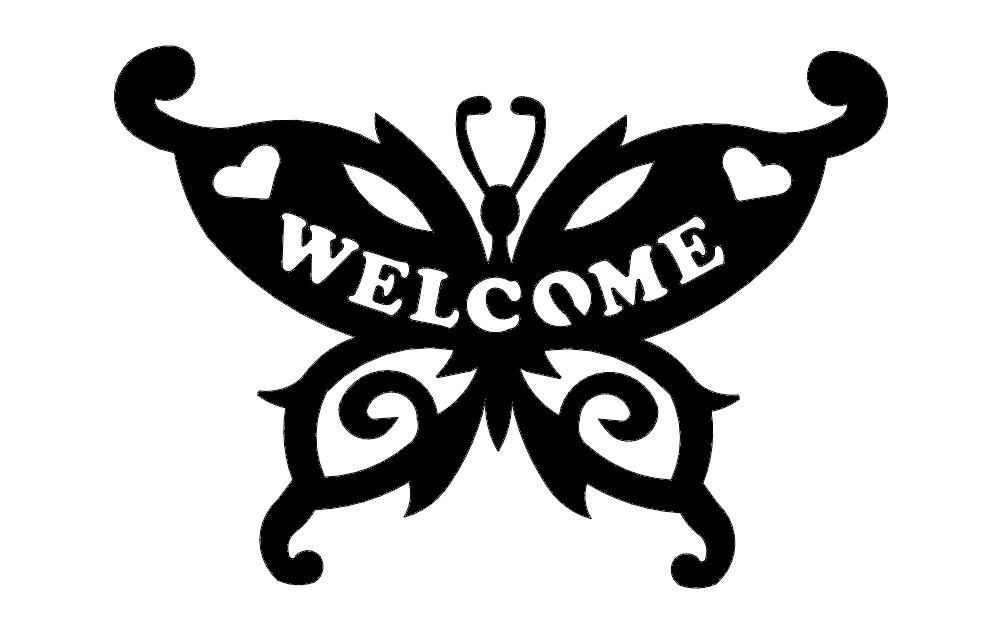 Butterfly Welcome dxf File - CNC FILE