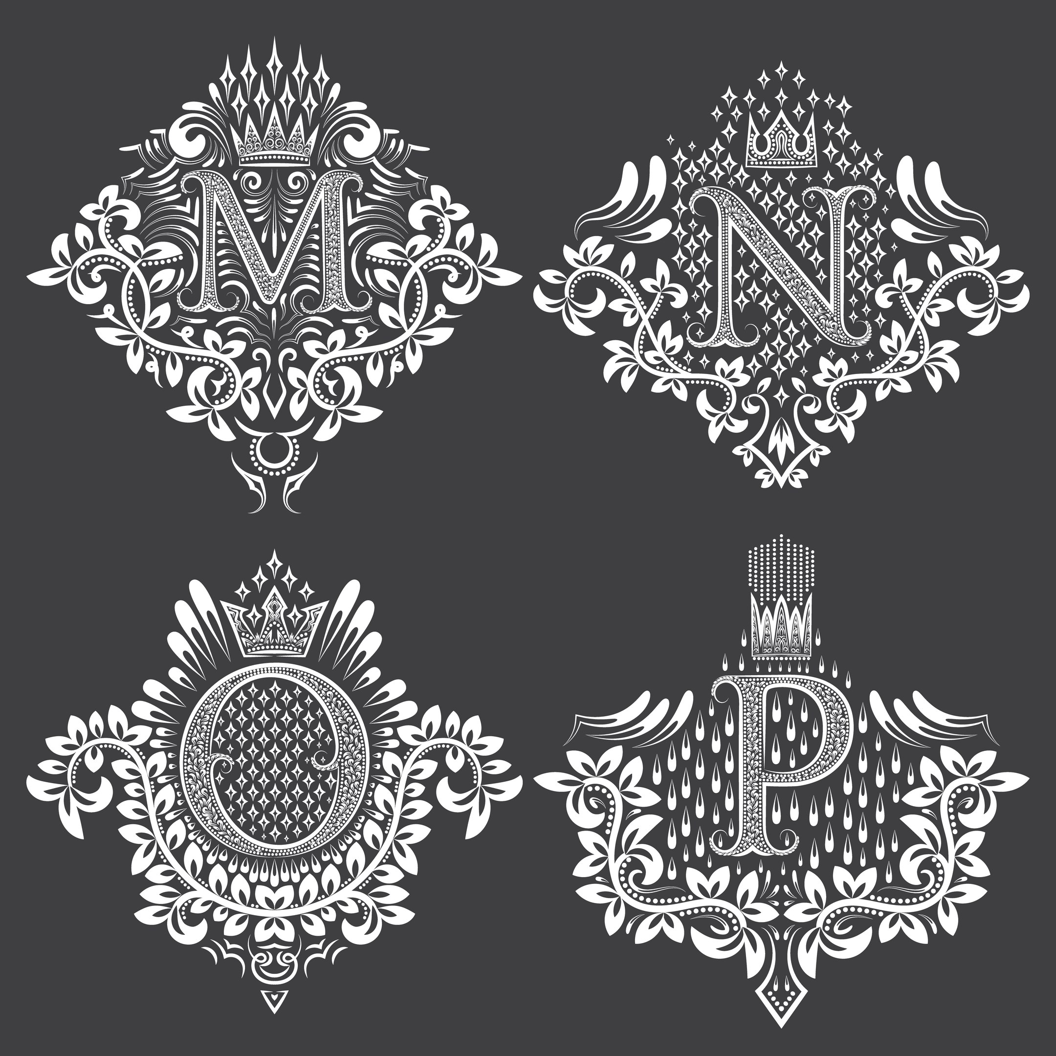 Monogram Ornament Letters Free Vector - CNC FILE